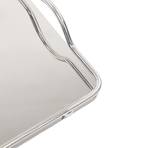 Pwshymi Large Rectangle Tray, Stainless Steel Large Serving Tray Home Living Room Commercial Dishes Tray for Coffee Water Cups Fruit