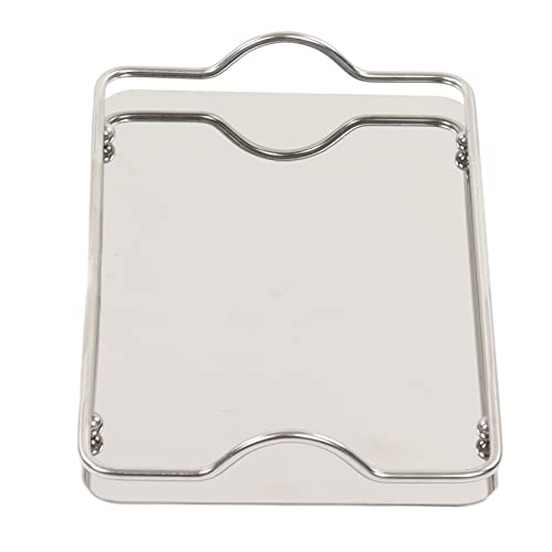 Pwshymi Large Rectangle Tray, Stainless Steel Large Serving Tray Home Living Room Commercial Dishes Tray for Coffee Water Cups Fruit