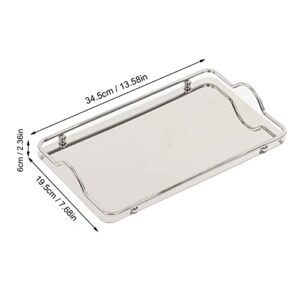 Pwshymi Large Rectangle Tray, Stainless Steel Large Serving Tray Home Living Room Commercial Dishes Tray for Coffee Water Cups Fruit