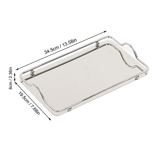 Pwshymi Large Rectangle Tray, Stainless Steel Large Serving Tray Home Living Room Commercial Dishes Tray for Coffee Water Cups Fruit