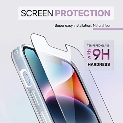 FlexGear Case for iPhone 14 with 2X Tempered Glass Screen Protectors [Full Protection] - Crystal Clear