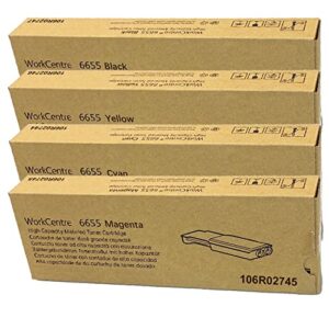 workcentre 6655 remanufactured high yield toner cartridge black cyan magenta replacement for xerox 106r02744 106r02745 106r02746 106r02747.