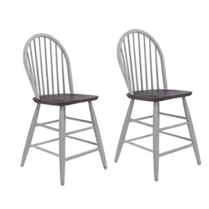 liberty furniture industries farmhouse windsor back counter chair-set of 2, w17 x d22 x h42, white