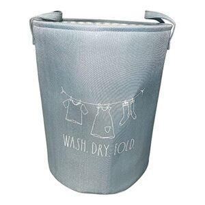 rae dunn foldable design laundry basket (wash. dry. fold./light blue)