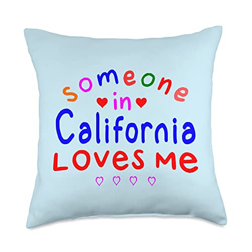 Someone in California Loves Me Gift Someone in California Loves Me Kids Boys Girls Throw Pillow, 18x18, Multicolor