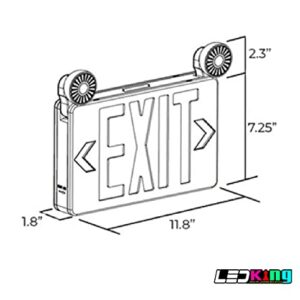 Exit Signs with 2 LED Adjustable Emergency Exit Lights and Backup Battery, Dual Voltage 120v / 277v AC LED 1 Watt Lamps