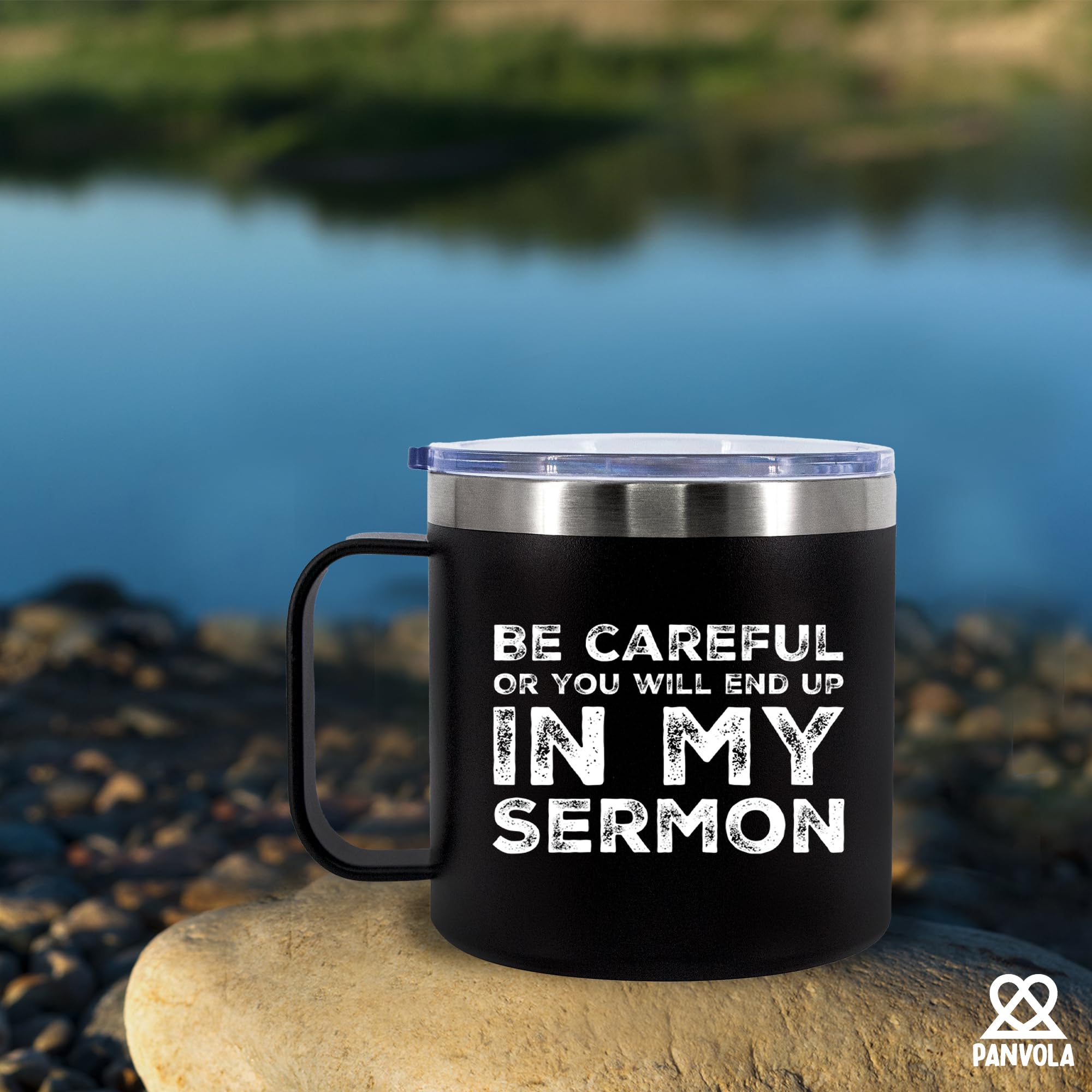 Be Careful Or You'll End Up In My Sermon Insulated Coffee Mug 14oz With Handle And Lid Pastor Minister Preacher Ordination Sarcastic 304 Stainless Steel Vacuum Insulated Tumbler Camping Travel Cup