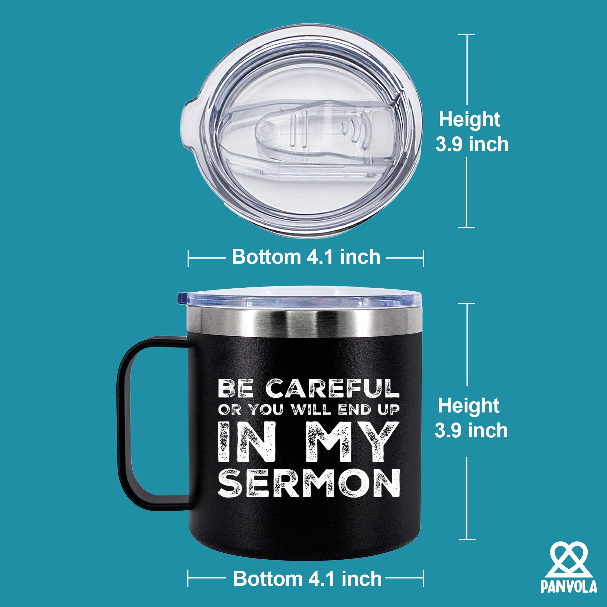 Be Careful Or You'll End Up In My Sermon Insulated Coffee Mug 14oz With Handle And Lid Pastor Minister Preacher Ordination Sarcastic 304 Stainless Steel Vacuum Insulated Tumbler Camping Travel Cup