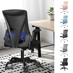 muzii ergonomic office chair, computer desk chair swivel task chair with flip-up arms and adjustable lumbar support, black