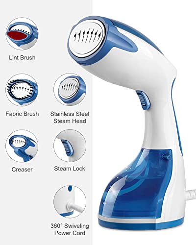 Steamer for Clothes, 1200 Watts Portable Handheld Garment Fabric Wrinkles Remover, Auto-Off, 30-Second Fast Heat-up, 260ml Large Detachable Water Tank