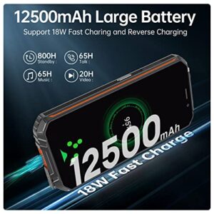 OUKITEL 12500mAh Battery Rugged Phone WP18 Pro, 5.93''HD+ Screen 4GB+ 64GB Android 12 Rugged Smartphone Unlocked, IP68 Waterproof 4G LTE Dual Cellphones, GSM T-Mobile Cell Phone, GPS/OTG/NFC