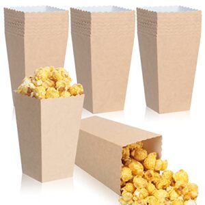 potchen 150 pcs popcorn boxes paper bags bulk 4.57 inch tall, cardboard cups container buckets for movie theater carnival birthday party supplies candy snacks chips holders (kraft style), yellow