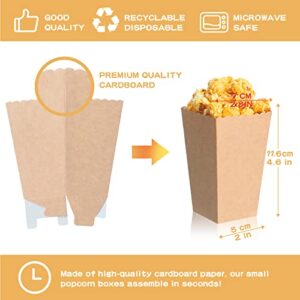 Potchen 150 Pcs Popcorn Boxes Paper Bags Bulk 4.57 Inch Tall, Cardboard Cups Container Buckets for Movie Theater Carnival Birthday Party Supplies Candy Snacks Chips Holders (Kraft Style), yellow