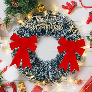 KIMOBER 12PCS Red Christmas Bows,Small PVC Velvet Christmas Wreath Bows for Xmas Tree Garland Party Decoration(6.3 x 5.5 Inches)