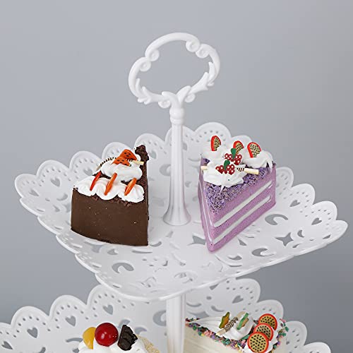 Cupcake Stand, 3-Tier Dessert Plates Mini Cakes Fruit Candy Display Tower Cookie Tray Rack Candy Buffet Holder Plastic Cake Stand for Wedding Home Holiday Birthday Christmas (2PCS Square)