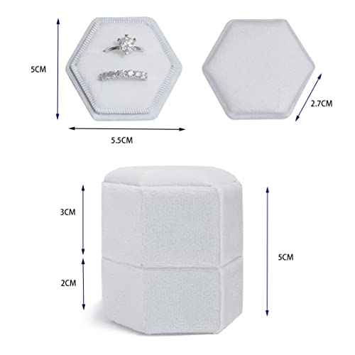 VOMNA Wedding Ring Box,Premium Gorgeous Velvet Double Ring Holder,Jewelry Organizer for Proposal,Engagement(White)