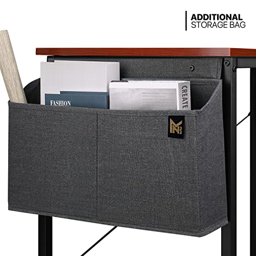 MoNiBloom Home Office Computer Desk with Storage Bag, 40" Writing Study Modern Simple Style Laptop Table, Teak Color