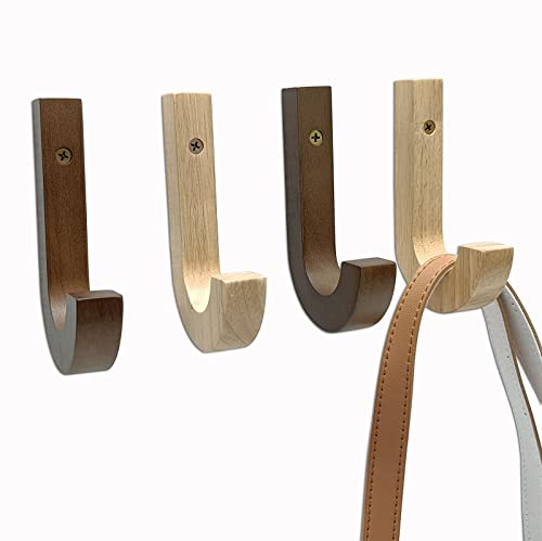 iPreference Wooden Hooks Wall Hook Decorative J Hook Wall Hook Hat Rack Coat Rack Tower Hanger 4pcs