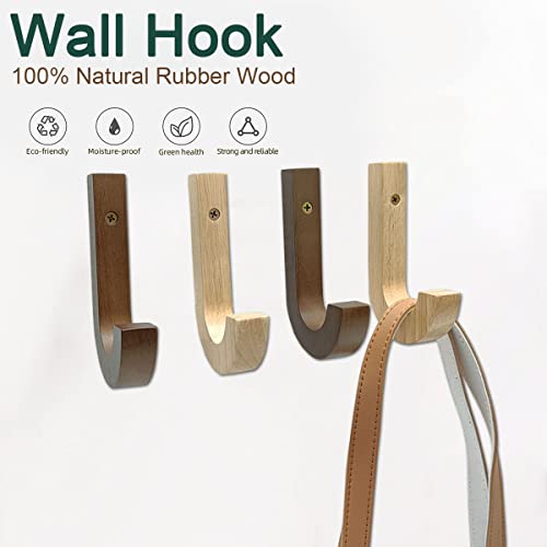 iPreference Wooden Hooks Wall Hook Decorative J Hook Wall Hook Hat Rack Coat Rack Tower Hanger 4pcs