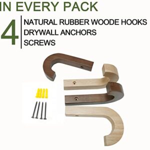 iPreference Wooden Hooks Wall Hook Decorative J Hook Wall Hook Hat Rack Coat Rack Tower Hanger 4pcs