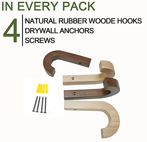 iPreference Wooden Hooks Wall Hook Decorative J Hook Wall Hook Hat Rack Coat Rack Tower Hanger 4pcs