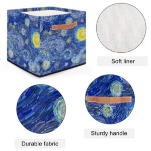 AUUXVA Storage Cube Bin Starry Sky Large Storage Cube Basket 13×13In, Collapsible Storage Bin With Handles, Fabric Storage Box For Closet Shelves Nursery Toys Home Organization