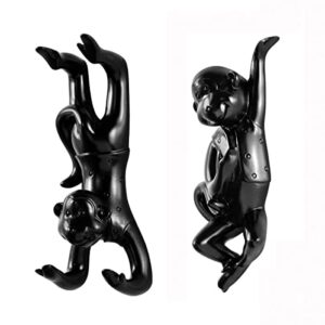 ipreference decorative monkey hooks – 5.7 inch decorative resin hooks hangers multiple hook with different pose wall hook decorative wall hook hat rack coat rack tower hanger set of two