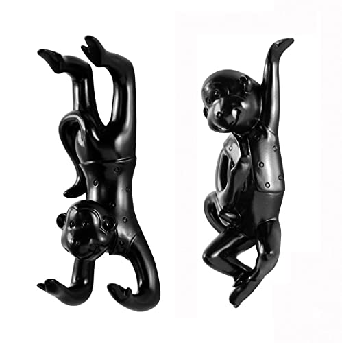 iPreference Decorative Monkey Hooks – 5.7 Inch Decorative Resin Hooks Hangers Multiple Hook with Different Pose Wall Hook Decorative Wall Hook Hat Rack Coat Rack Tower Hanger Set of Two