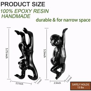 iPreference Decorative Monkey Hooks – 5.7 Inch Decorative Resin Hooks Hangers Multiple Hook with Different Pose Wall Hook Decorative Wall Hook Hat Rack Coat Rack Tower Hanger Set of Two