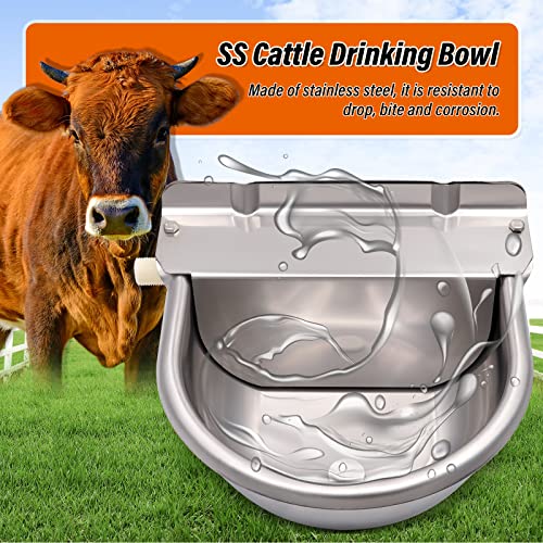 HHNIULI 2.5L/84.5oz Automatic Dog Waterer, 2 PCS 304 Stainless Steel Automatic Animal Drinking Water Bowl Trough Dispenser for Dogs Horses Cattle Sheep Goat Chicken  