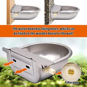 HHNIULI 2.5L/84.5oz Automatic Dog Waterer, 2 PCS 304 Stainless Steel Automatic Animal Drinking Water Bowl Trough Dispenser for Dogs Horses Cattle Sheep Goat Chicken  