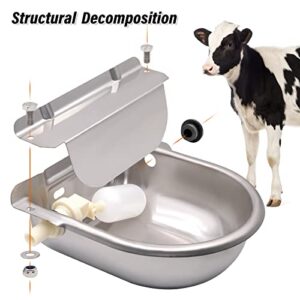 HHNIULI 2.5L/84.5oz Automatic Dog Waterer, 2 PCS 304 Stainless Steel Automatic Animal Drinking Water Bowl Trough Dispenser for Dogs Horses Cattle Sheep Goat Chicken  