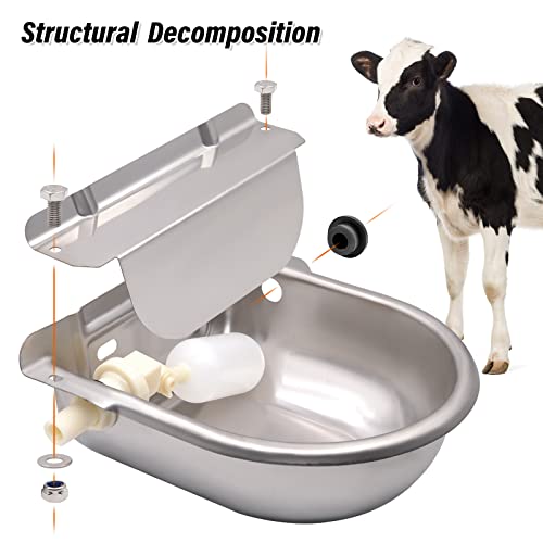 HHNIULI 2.5L/84.5oz Automatic Dog Waterer, 2 PCS 304 Stainless Steel Automatic Animal Drinking Water Bowl Trough Dispenser for Dogs Horses Cattle Sheep Goat Chicken  