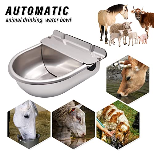 HHNIULI 2.5L/84.5oz Automatic Dog Waterer, 2 PCS 304 Stainless Steel Automatic Animal Drinking Water Bowl Trough Dispenser for Dogs Horses Cattle Sheep Goat Chicken  