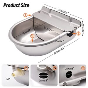 HHNIULI 2.5L/84.5oz Automatic Dog Waterer, 2 PCS 304 Stainless Steel Automatic Animal Drinking Water Bowl Trough Dispenser for Dogs Horses Cattle Sheep Goat Chicken  