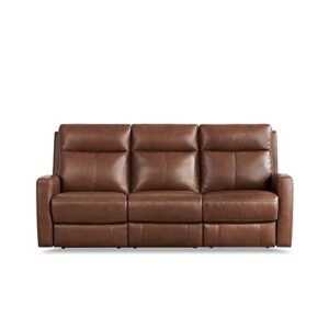 hydeline vienna zero gravity power recline and headrest 100% top grain leather sofa with built-in usb-ports, pecan