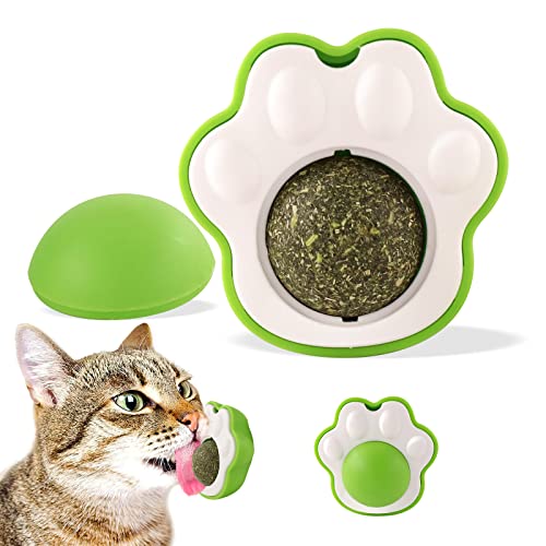 Havenfly Catnip Ball, Edible Catnip Balls for Cats Wall, Kitty Toys for Catnip Wall Ball, Rotatable Mint Ball Kitten Chew Treats for Teeth Cleaning Biting Dental Care