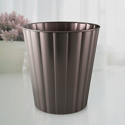 nu steel Round Metal Small 2.5 Gallon Recycle Trash Can Wastebasket, Garbage Container Bin for Bathrooms, Kitchen, Bedroom, Home Office - Durable Stainless Steel - Oil Rubbed Bronze Finish