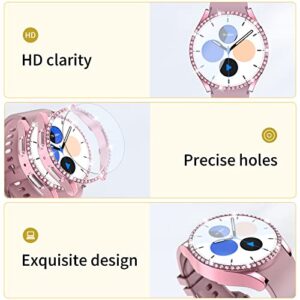 [4+4 Pack] Diamond Bling Case & Screen Protector 40mm for Galaxy Watch 5/4 - Anti-Fog Tempered Glass, Hard PC Cover, Women's Smartwatch Accessories