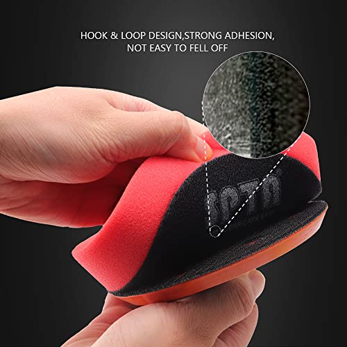 Buffing Polishing Pads, SPTA 6'' Orbital Buffer Pads Hook and Loop Buffing Pads, Foam Polish Pad 5 Grits from Coarse to Fine for 6 Inch DA Rotary Polisher Compounding, Polishing and Waxing