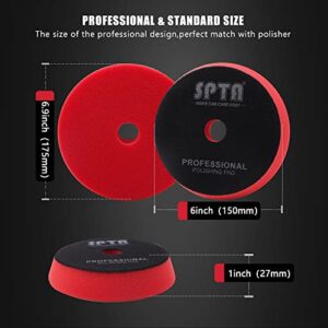 Buffing Polishing Pads, SPTA 6'' Orbital Buffer Pads Hook and Loop Buffing Pads, Foam Polish Pad 5 Grits from Coarse to Fine for 6 Inch DA Rotary Polisher Compounding, Polishing and Waxing