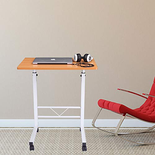 LOVINE Standing Desk Adjustable Height, Stand Up Desk with Cup Holder, Portable Laptop Desk, Mobile Standing Desk, Small Computer Desk, Bedside Table, 23.62'' x 15.75''