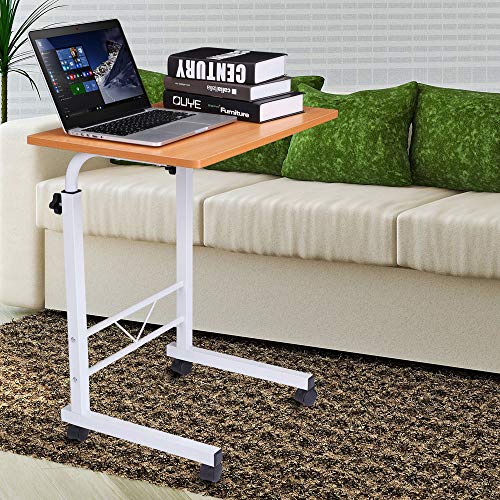 LOVINE Standing Desk Adjustable Height, Stand Up Desk with Cup Holder, Portable Laptop Desk, Mobile Standing Desk, Small Computer Desk, Bedside Table, 23.62'' x 15.75''