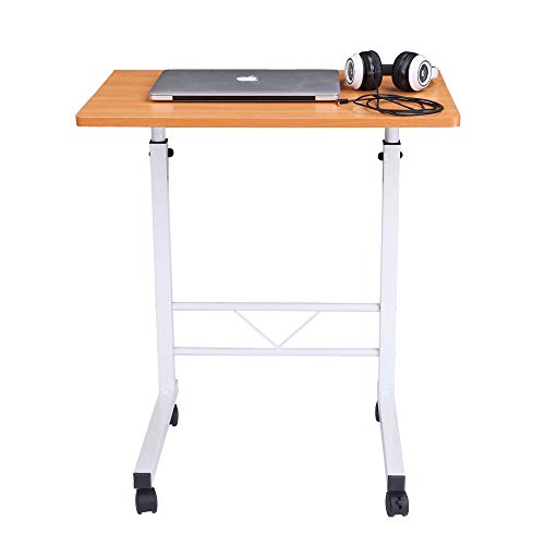 LOVINE Standing Desk Adjustable Height, Stand Up Desk with Cup Holder, Portable Laptop Desk, Mobile Standing Desk, Small Computer Desk, Bedside Table, 23.62'' x 15.75''