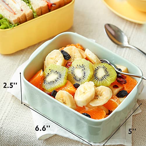 BUYDEEM Ceramic Food Storage Container with Airtight Lid, 28 oz Bento Lunch with Airlock Lid, Stackable Bento Box Microwaveable, Reusable and Dishwasher Safe, for Office Work and Travel, Cozy Greenish