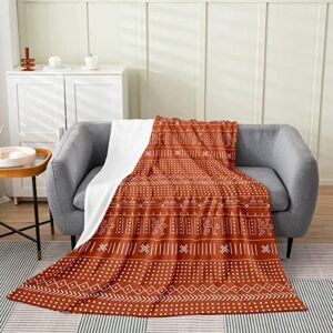 feelyou exotic geometric throw blanket ethnic african inspired boho plush blanket for women men soft rusty red stripe line fleece blanket arrow fuzzy blanket room decor flannel blanket queen 90"x90"