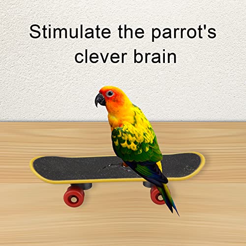 Toysructin Bird Training Toys, Bird Training Toy for Parrots Conures Parakeets, Parrot Intelligence Toy Mini Shopping Cart Basketball Stacking Rings Skateboard Stand Perch Bird Toy Set for Cockatiels