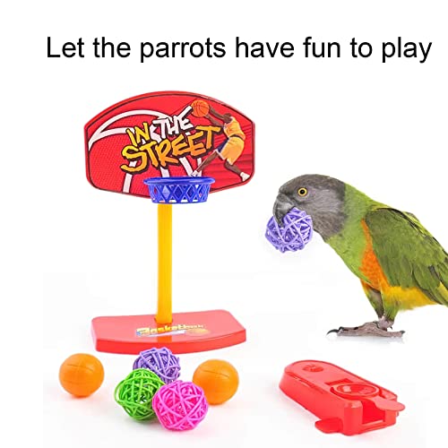 Toysructin Bird Training Toys, Bird Training Toy for Parrots Conures Parakeets, Parrot Intelligence Toy Mini Shopping Cart Basketball Stacking Rings Skateboard Stand Perch Bird Toy Set for Cockatiels