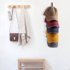 3 Pcs Hat Rack for Baseball Caps, Wall Mounted Wooden Hat Storage Organizer Hanger, Wall Vertical Hat Holder Caps Display Rack for Closet Door Bedroom Living Room Entryroom Laundry (Brown Wood)