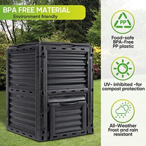 Saicool 80 Gallon (300 L) Garden Composter Bin from BPA Free Material with Large Capacity & Easy Assembling Outdoor Compost Box for Fast Creation of Fertile Soil